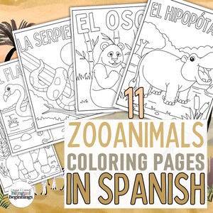 11 Zoo Animals Coloring Pages in Spanish - Etsy