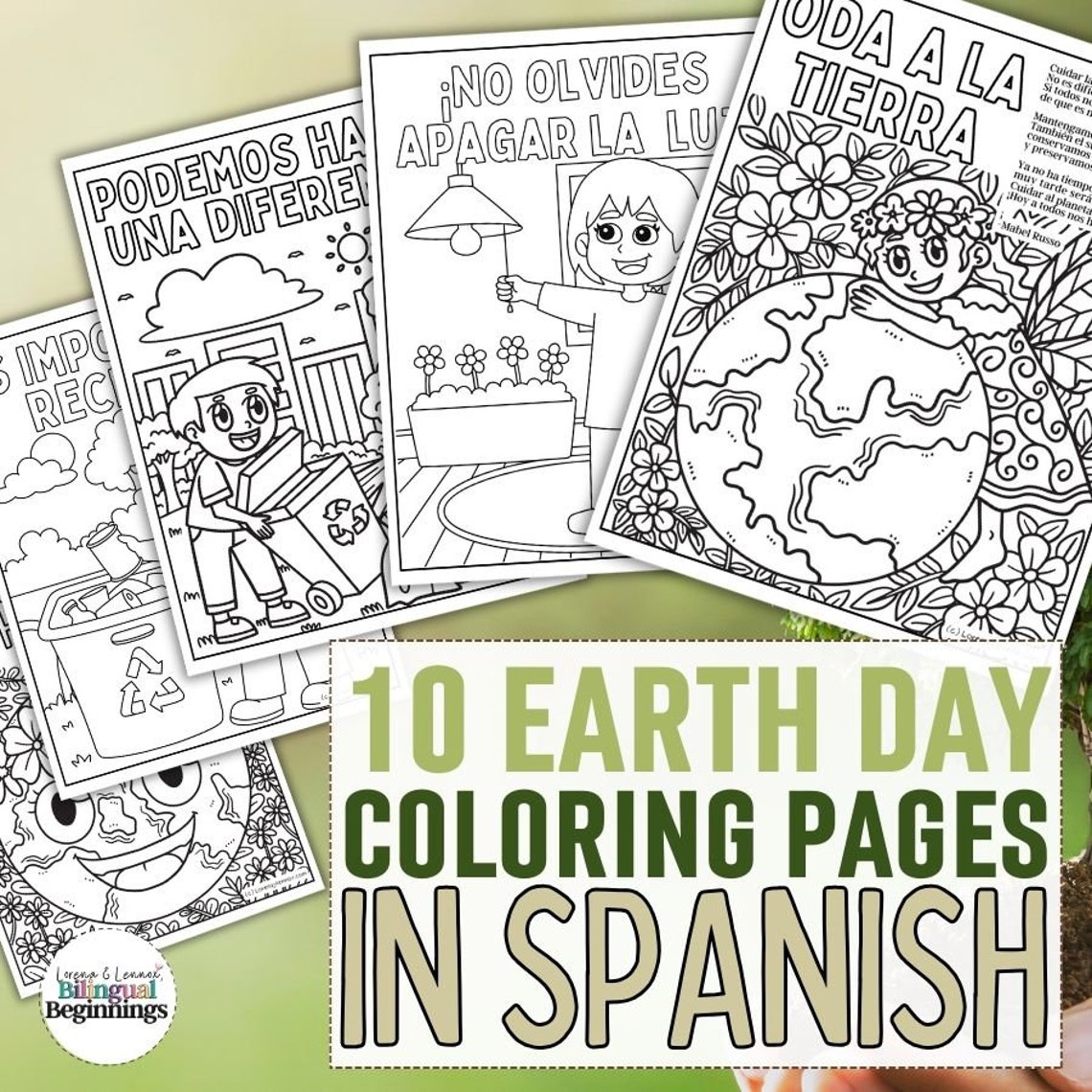 10 Earth Day Coloring Pages in Spanish - Etsy