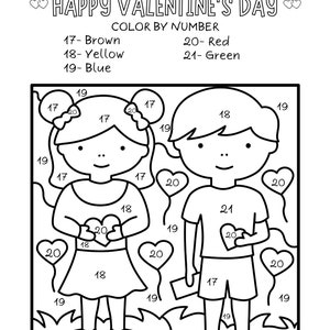Valentine's Day Color by Number Printables (ENGLISH) - Etsy