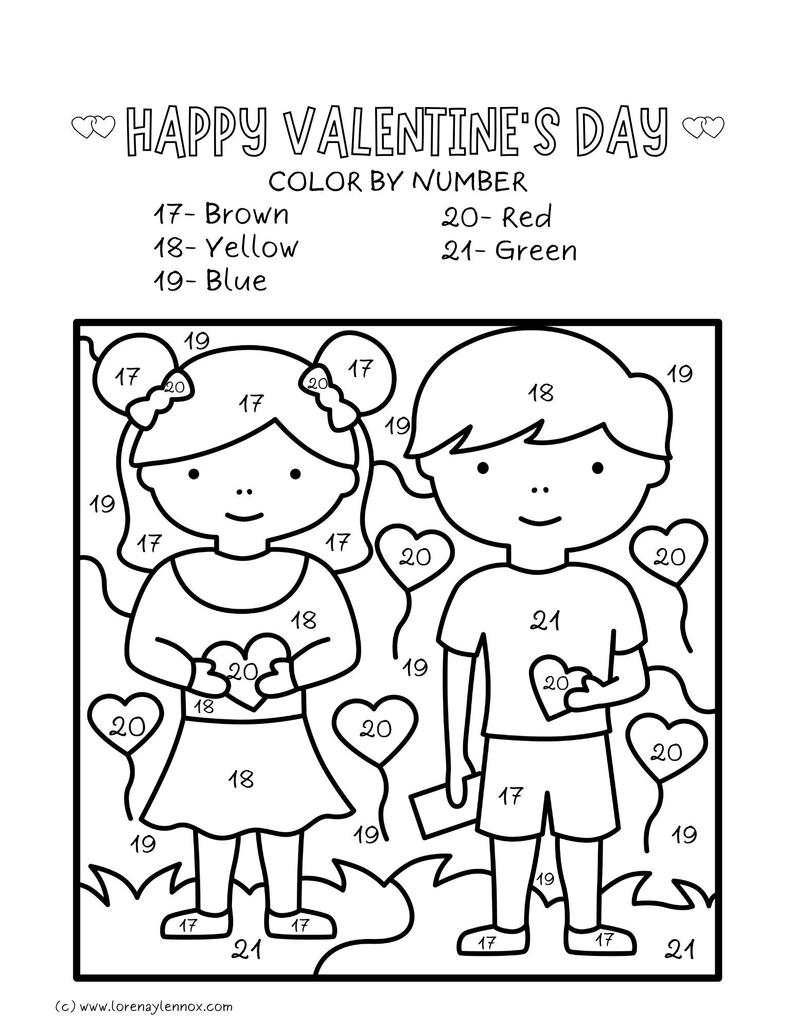 Valentine's Day Color by Number Printables (ENGLISH) - Etsy