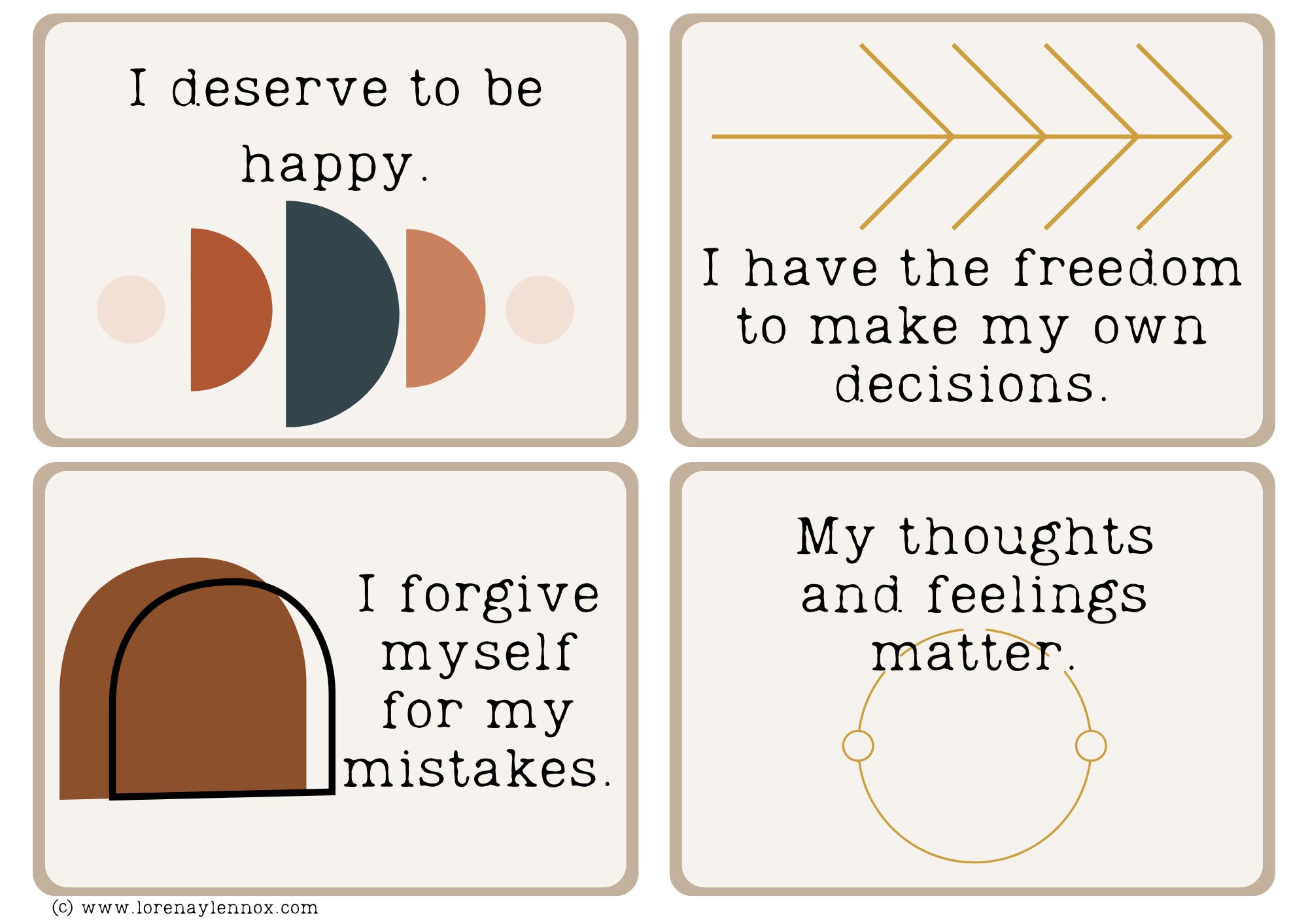 Bohemian-inspired Positive Affirmation Cards - Set of 40 Printable ...