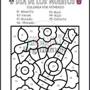 8 Day of the Dead Color by Number Printables in Spanish - Etsy