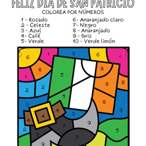 St. Patrick’s Day Color by Number in Spanish - Etsy