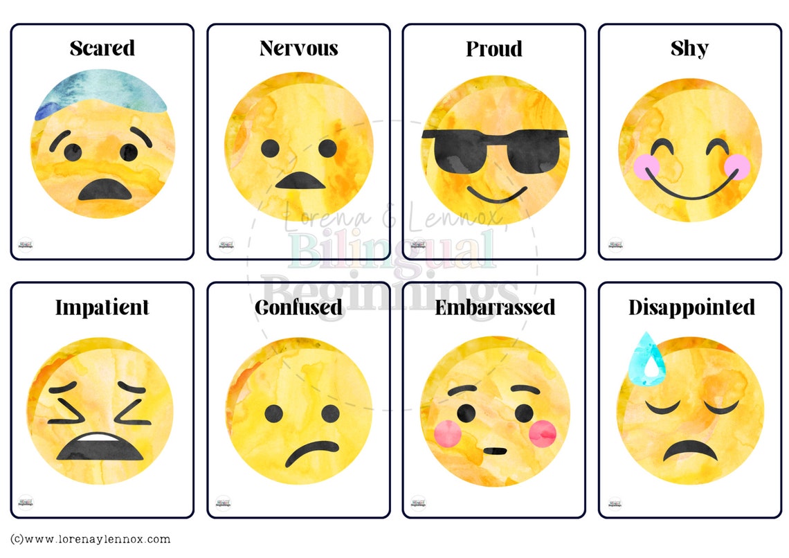 Set of 24 Emotions Flashcards for Kids - Etsy