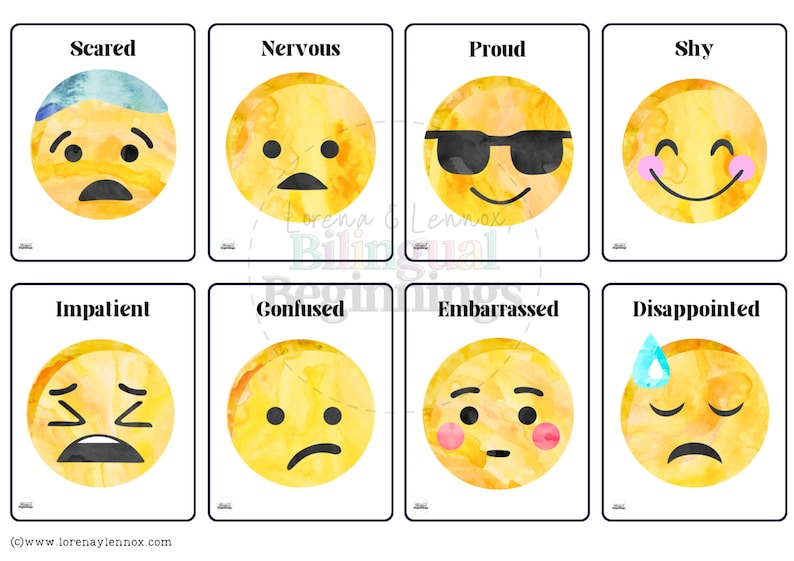 Set of 24 Emotions Flashcards for Kids - Etsy