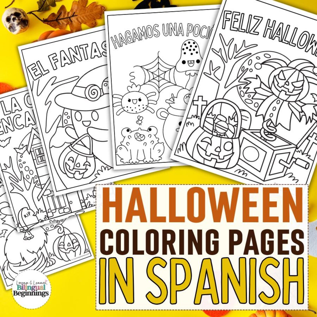 10 Halloween Coloring Pages in Spanish - Etsy