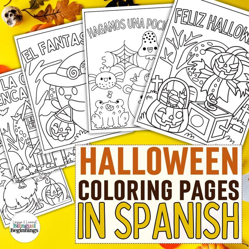 10 Halloween Coloring Pages in Spanish - Etsy
