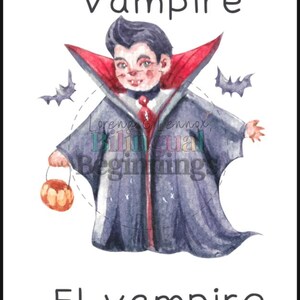 30 Bilingual Halloween Flashcards in Spanish and English | Halloween ...