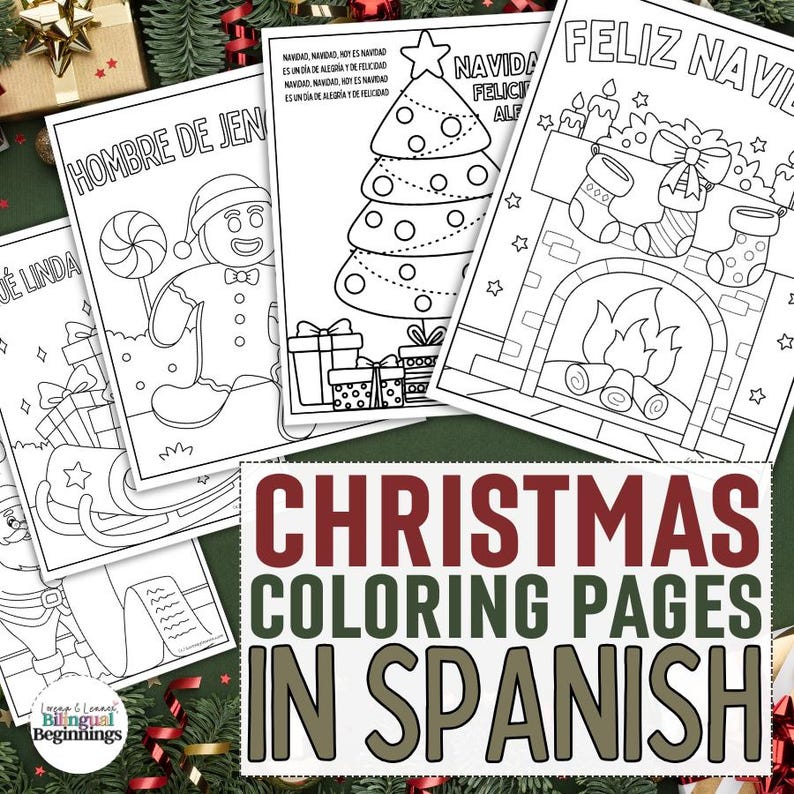 12 Christmas Coloring Pages in Spanish - Etsy