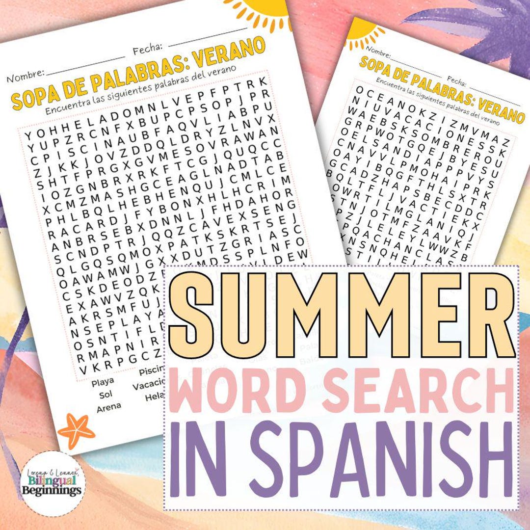 Summer Word Search in Spanish - Etsy