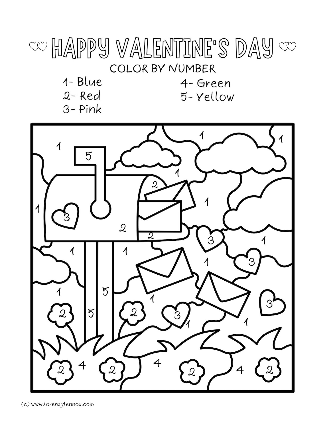 Valentine's Day Color by Number Printables (ENGLISH) - Etsy