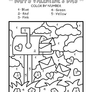 Valentine's Day Color by Number Printables (ENGLISH) - Etsy
