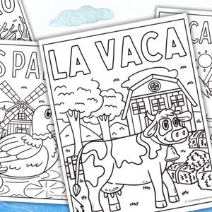 Farm Animal Coloring Pages in Spanish - Set of 10 - Etsy