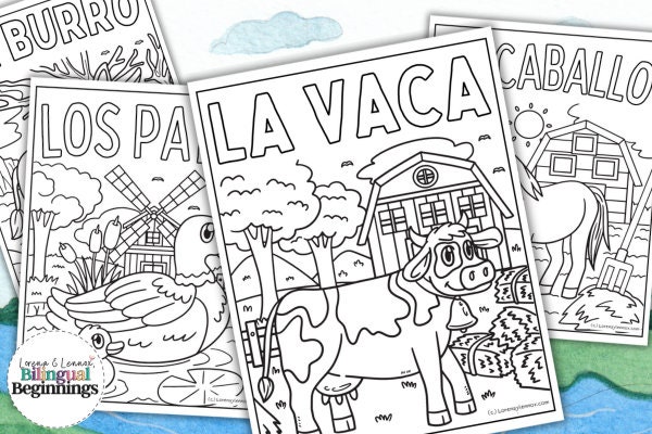 Farm Animal Coloring Pages in Spanish - Set of 10 - Etsy