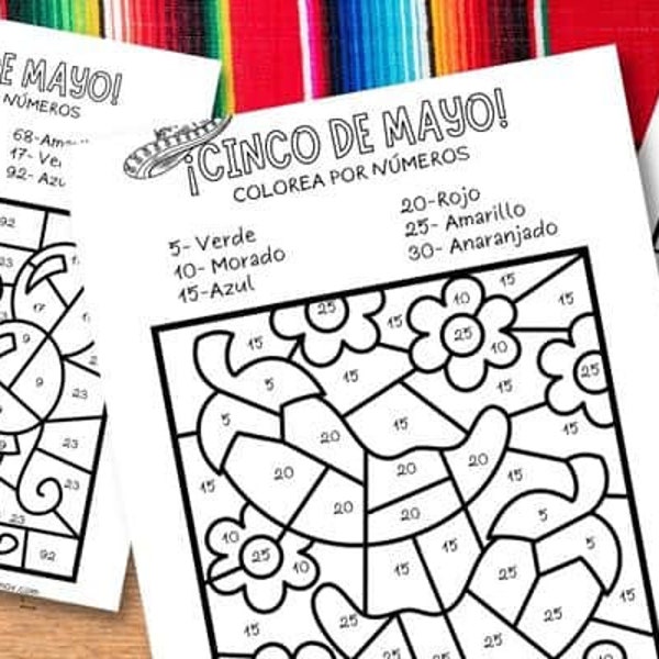 Flower Color by Number Coloring Pages in SPANISH - Etsy
