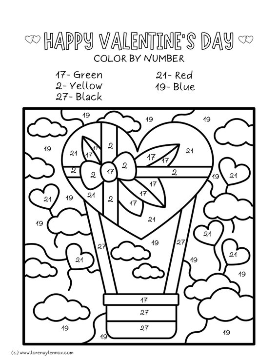 Hojas De Trabajo Para Colorear Por Números De San Valentín