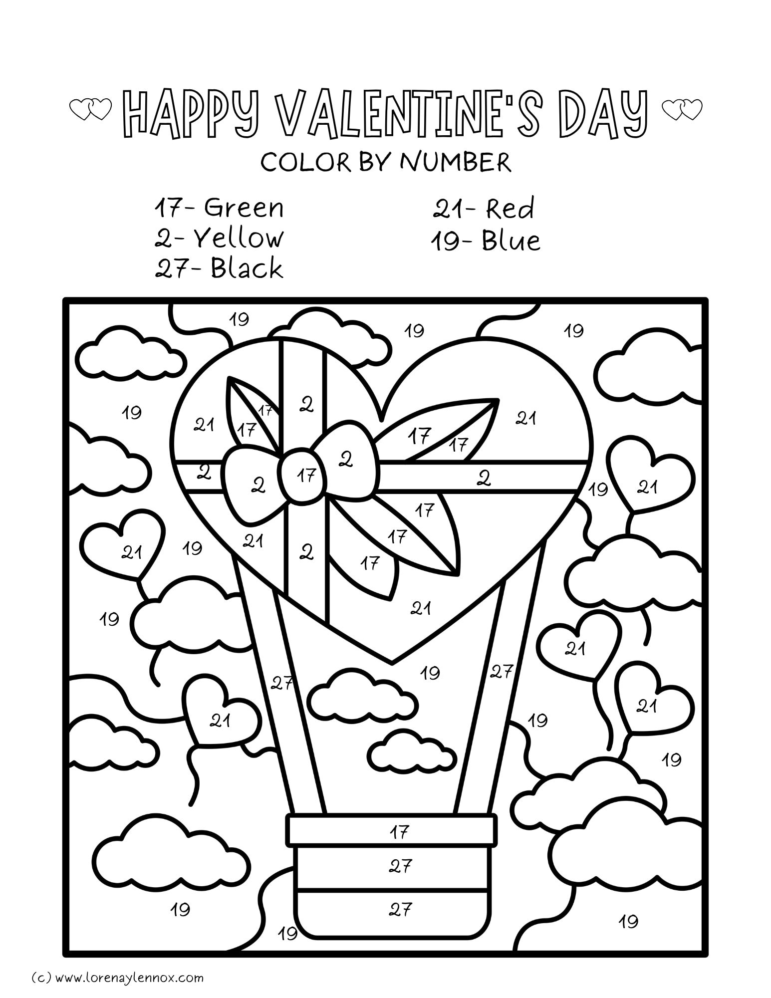 Valentine's Day Color by Number Printables (ENGLISH) - Etsy