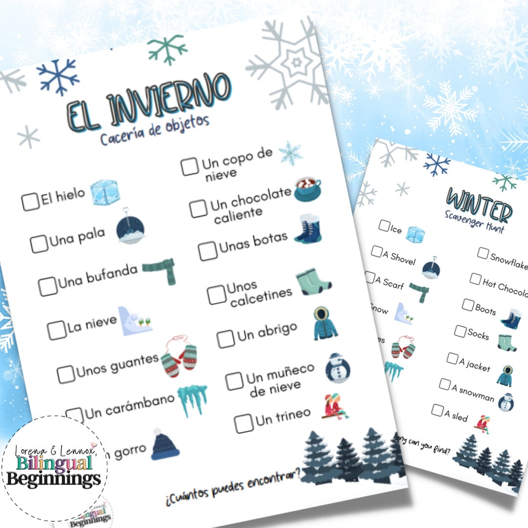 Winter Scavenger Hunt in Spanish and English - Etsy