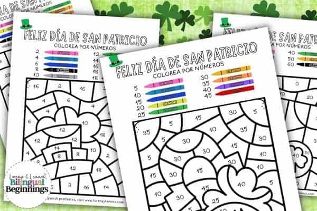 St. Patricks Day Color by Number in Spanish - Etsy