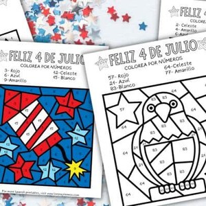 4th of July Color by Number Pages in Spanish - Etsy