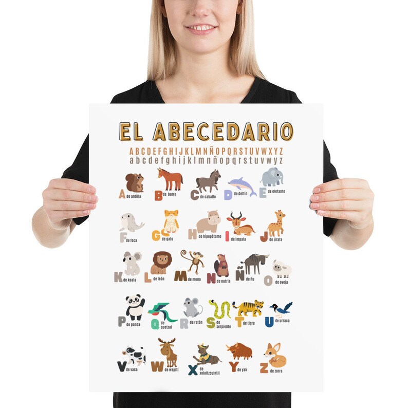 Spanish Animal Alphabet Poster - Etsy