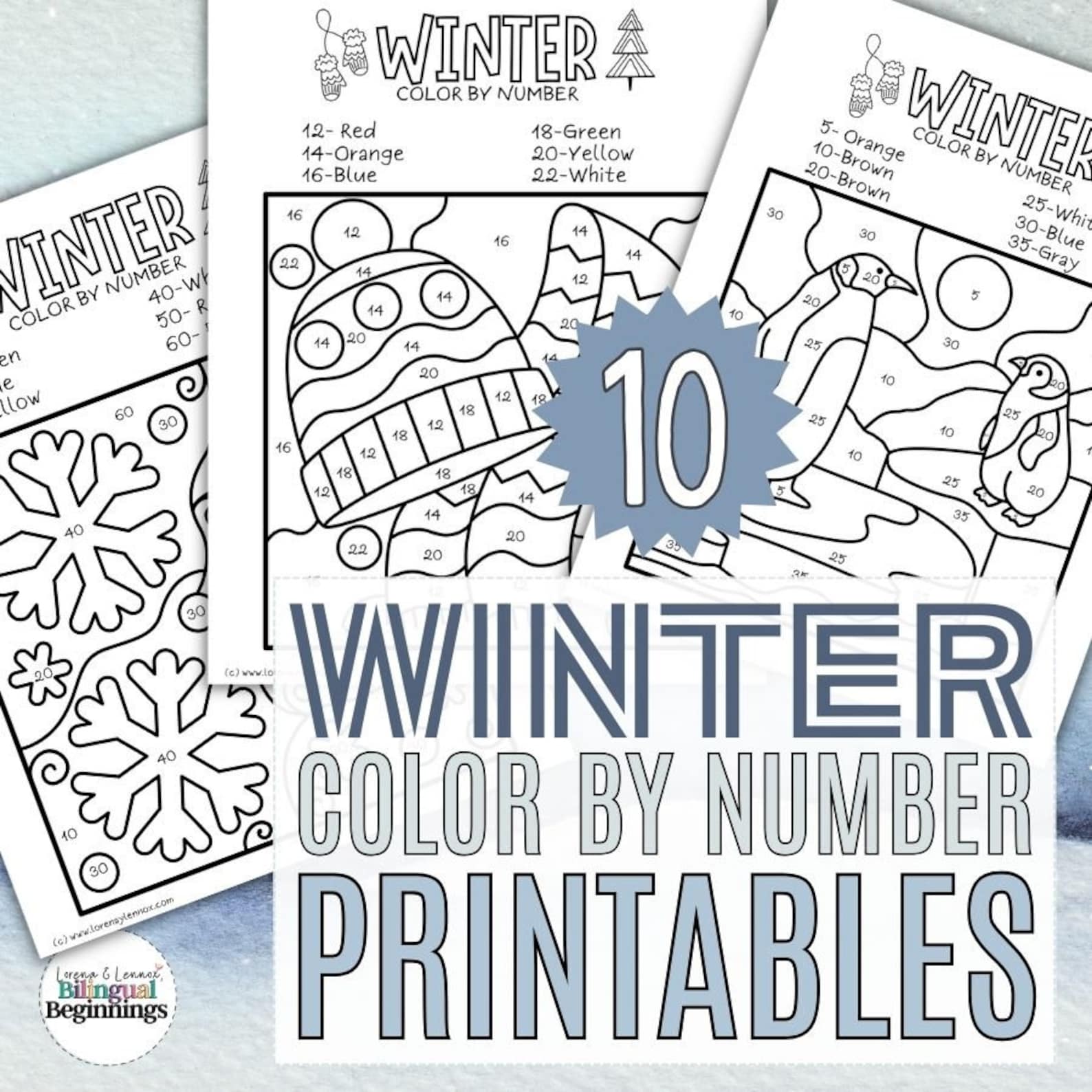 Winter Color by Number Printables - Etsy