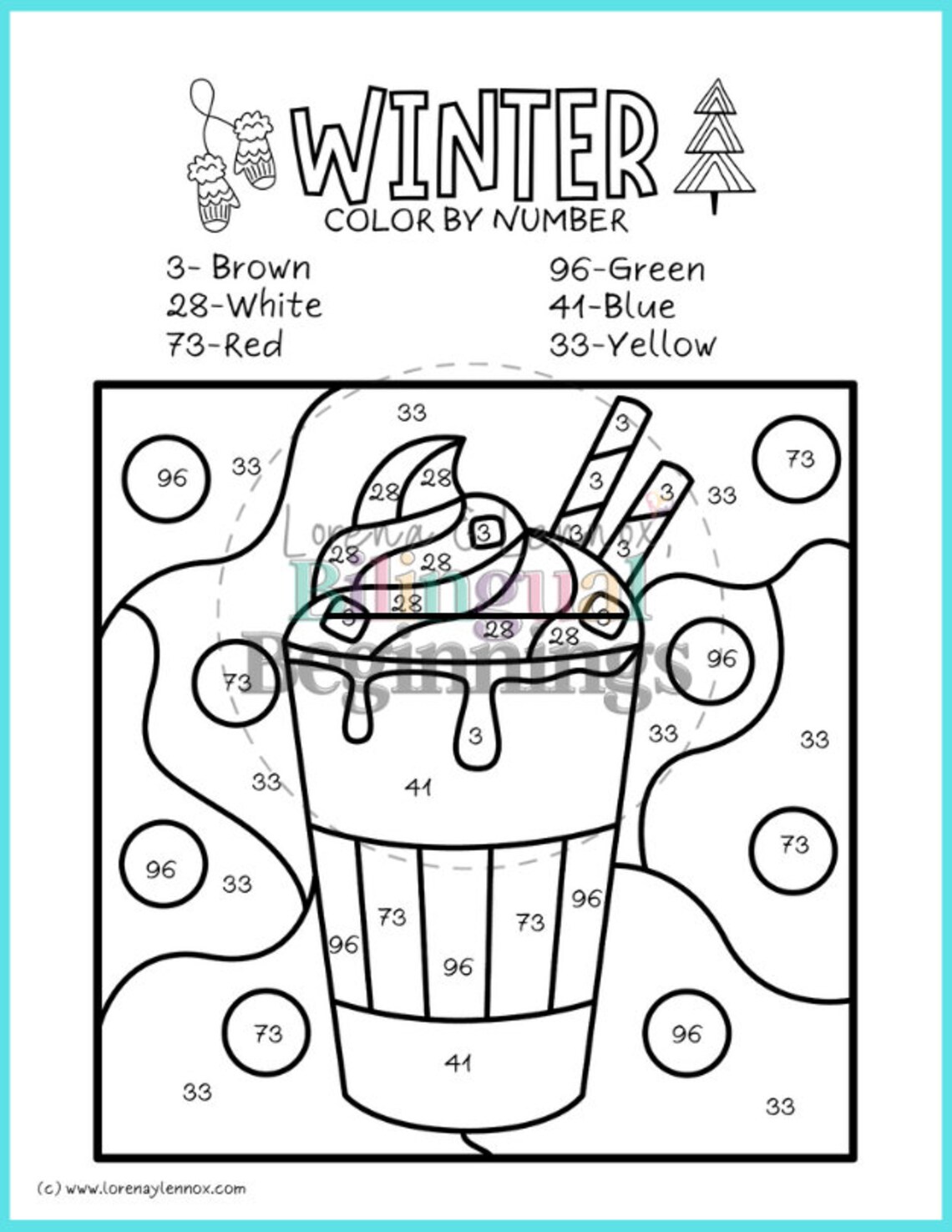 Winter Color by Number Printables - Etsy