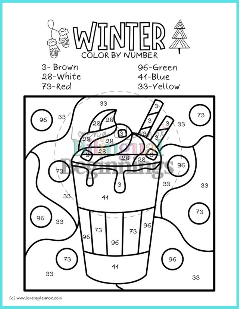 Winter Color by Number Printables - Etsy