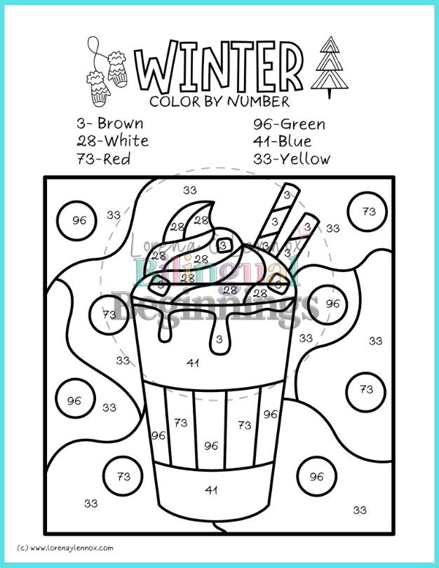 Winter Color by Number Printables - Etsy