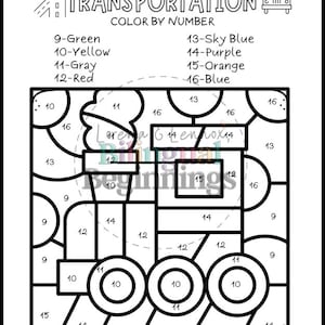 Transportation-themed Color by Number Printables - Engaging Educational ...