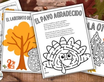 Thanksgiving Printable Games in Spanish, Día Acción De Gracias En ...
