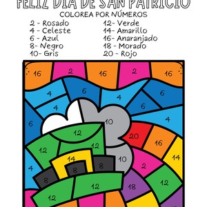 St. Patrick’s Day Color by Number in Spanish - Etsy