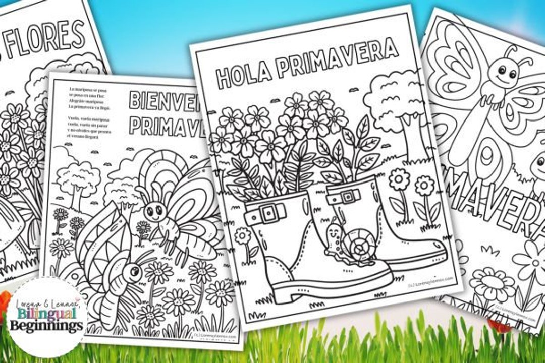 11 Spring Coloring Pages in Spanish - Etsy
