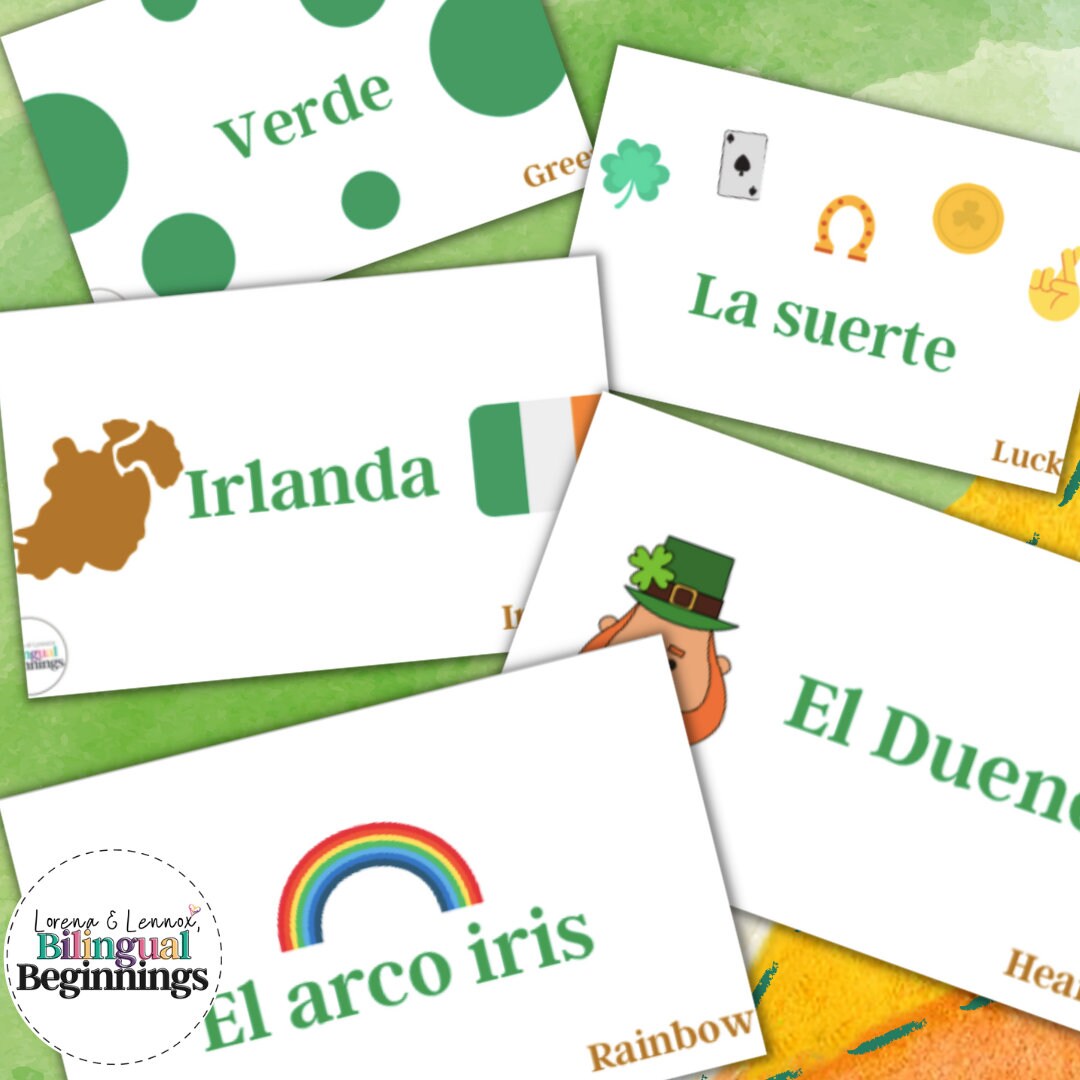 St. Patrick's Day Flashcards in Spanish - Etsy