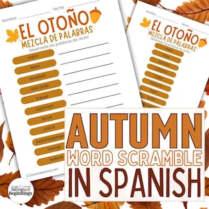 Fall Word Scramble in Spanish - Etsy