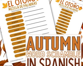 Fall Word Scramble in Spanish - Etsy