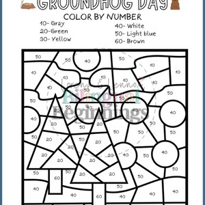Groundhog Day Color by Number Printables (english) - Etsy