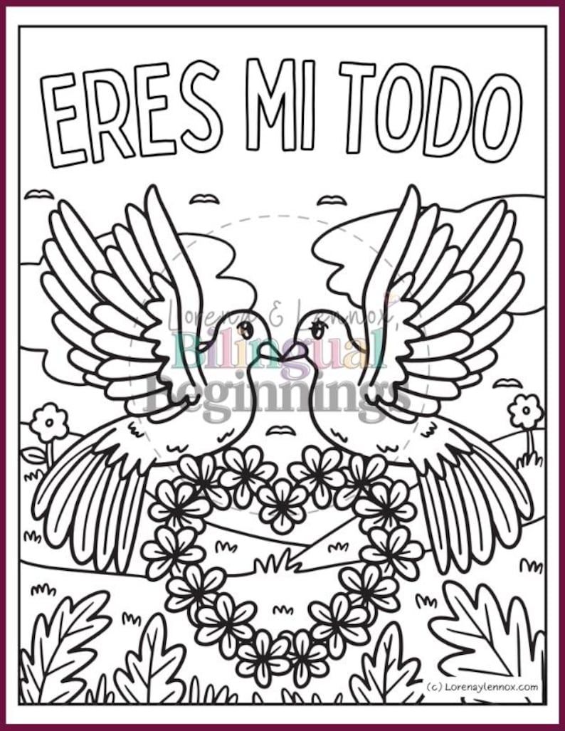 Valentine's Day Coloring Pages in Spanish - Etsy