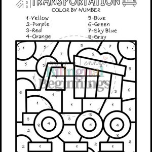 Transportation-themed Color by Number Printables - Engaging Educational ...