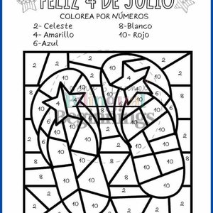 4th of July Color by Number Pages in Spanish - Etsy
