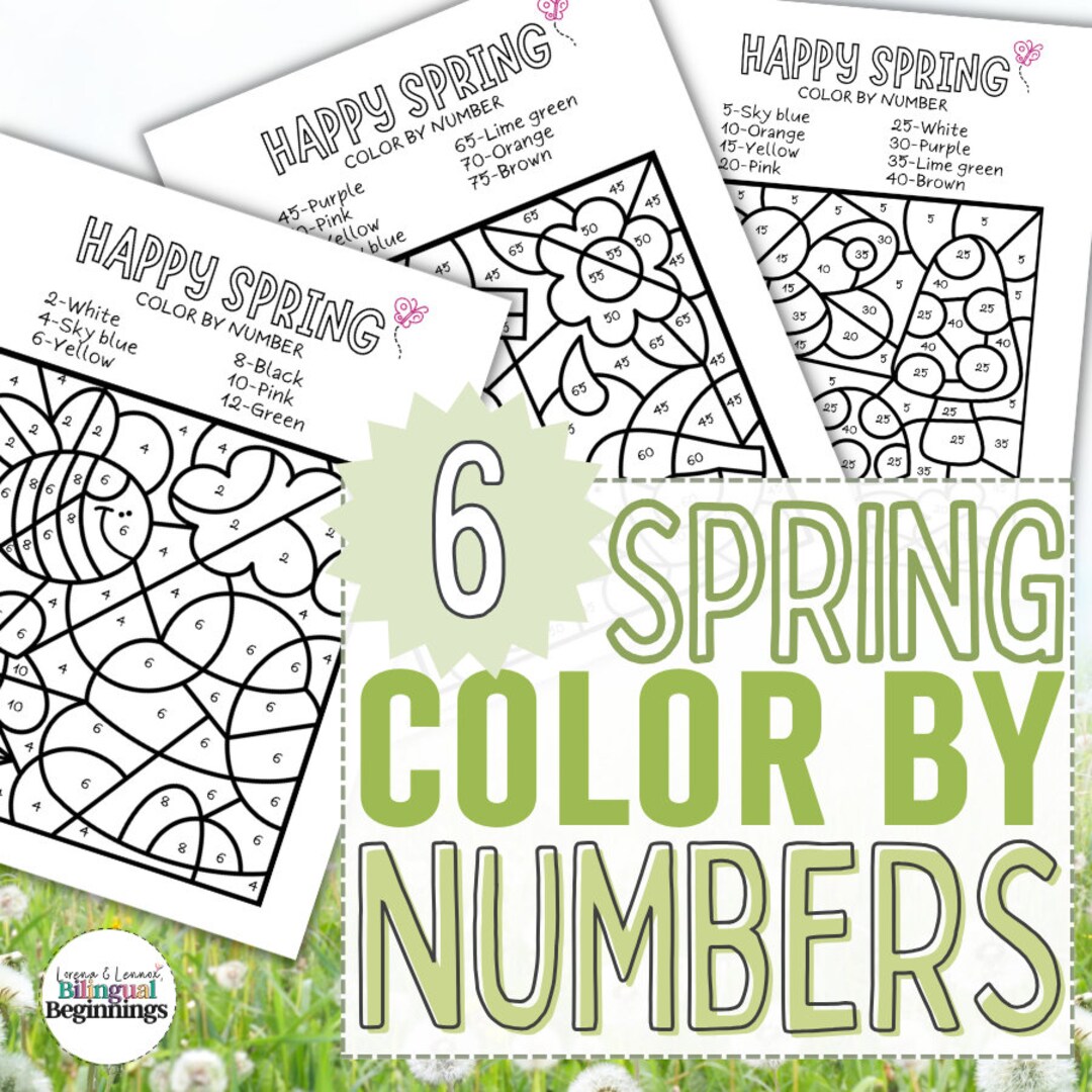 Spring Color by Number Printables - Fun for All Ages! - Etsy