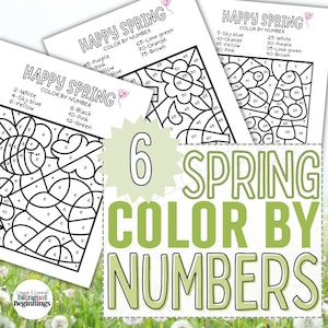 Spring Color by Number Printables - Fun for All Ages! - Etsy