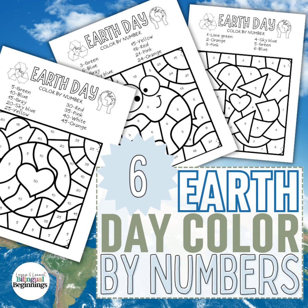 Earth Day Color by Number Printables - English Edition - Etsy