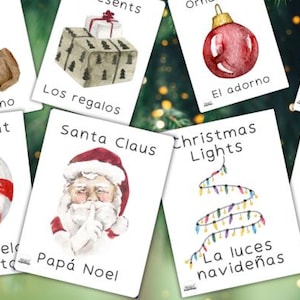 32 Bilingual Christmas Flashcards in Spanish - Etsy