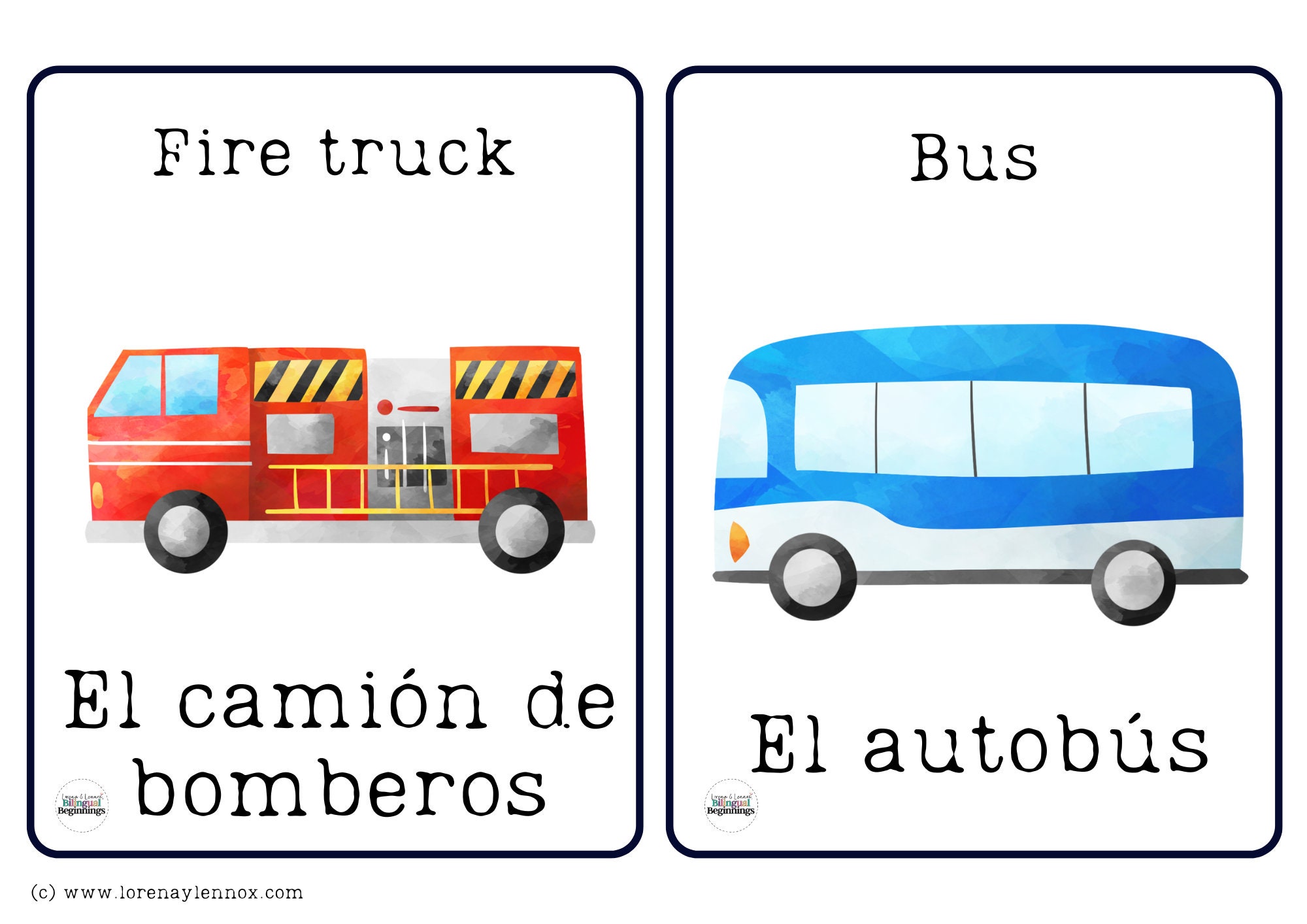 Bilingual Transportation Flashcards in Spanish: Educational Fun for ...
