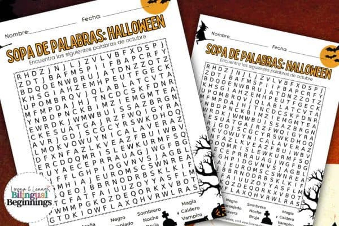 Halloween Word Search Printable in Spanish - Etsy