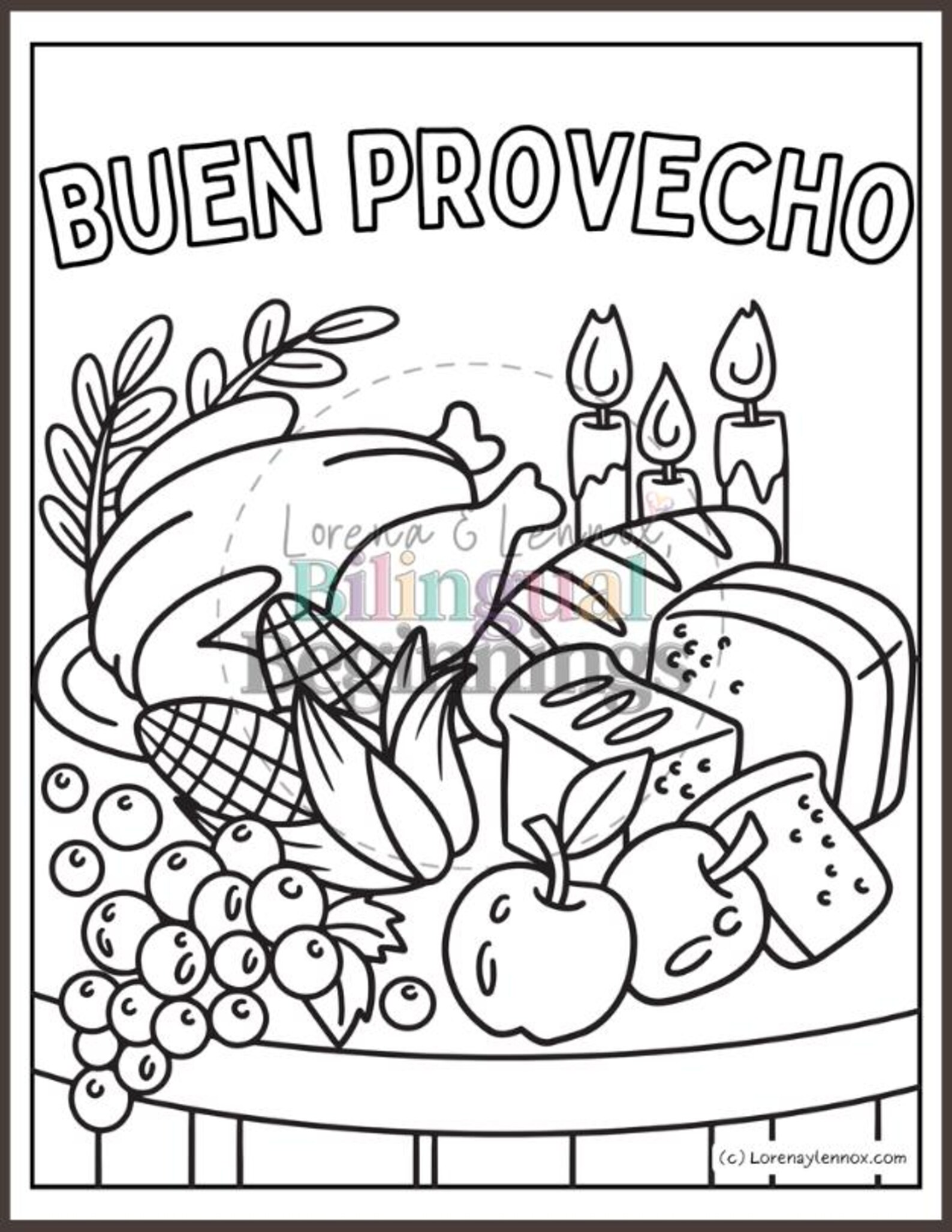 10 Thanksgiving Coloring Pages in Spanish - Etsy