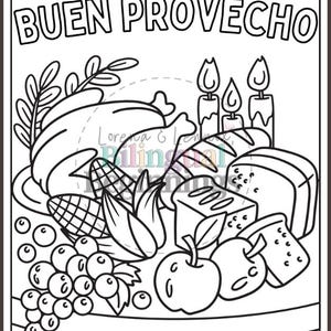 10 Thanksgiving Coloring Pages in Spanish - Etsy
