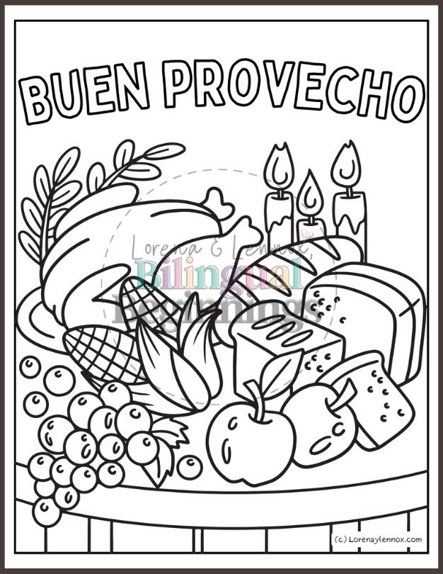 10 Thanksgiving Coloring Pages in Spanish - Etsy