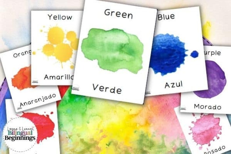 13 Bilingual Spanish english Color Flashcards in Spanish - Etsy